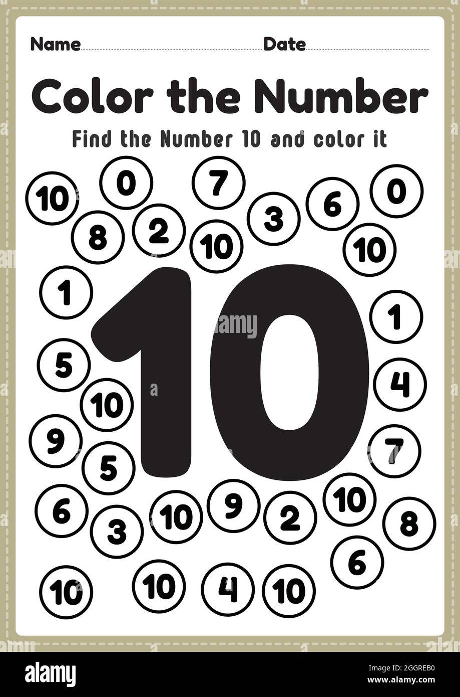 Maths Worksheet For Kg Class Number 10 Coloring Math Activities For