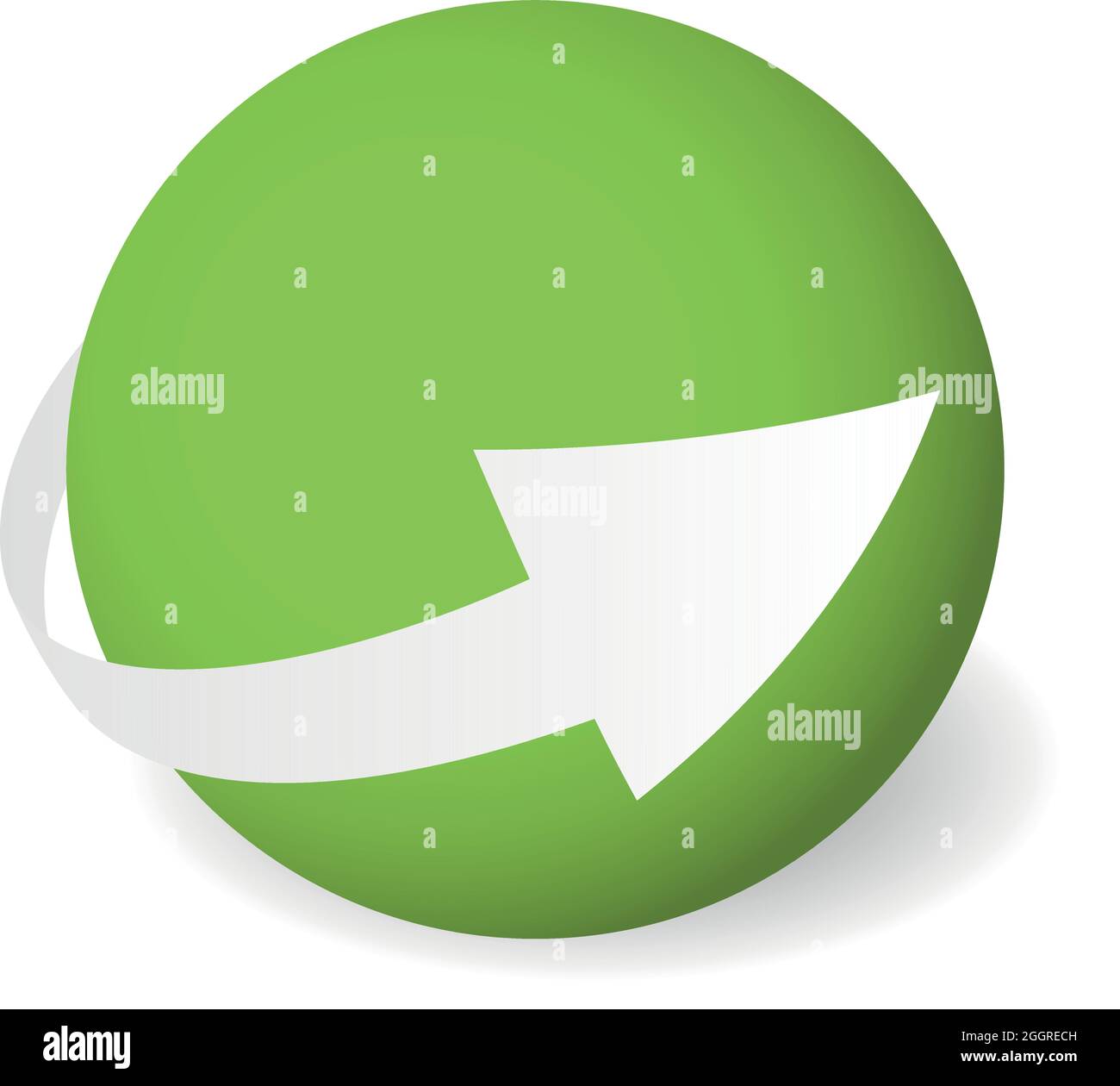 Loop circle arrow icon around sphere. Abstract symbol. Simple 3D vector ...