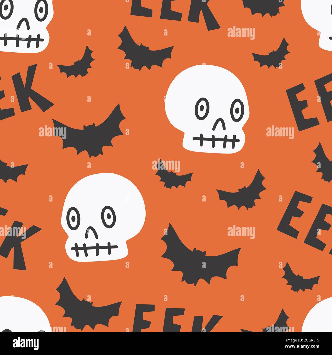 Halloween seamless pattern for design Halloween symbols skull ,bat, eek ...