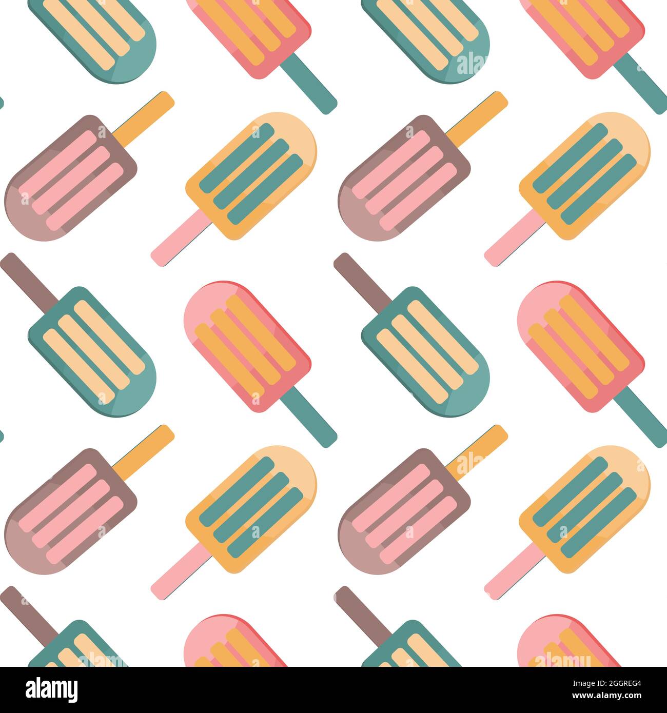 Seamless pattern of colorful ice cream, popsicle. Vector background for ...