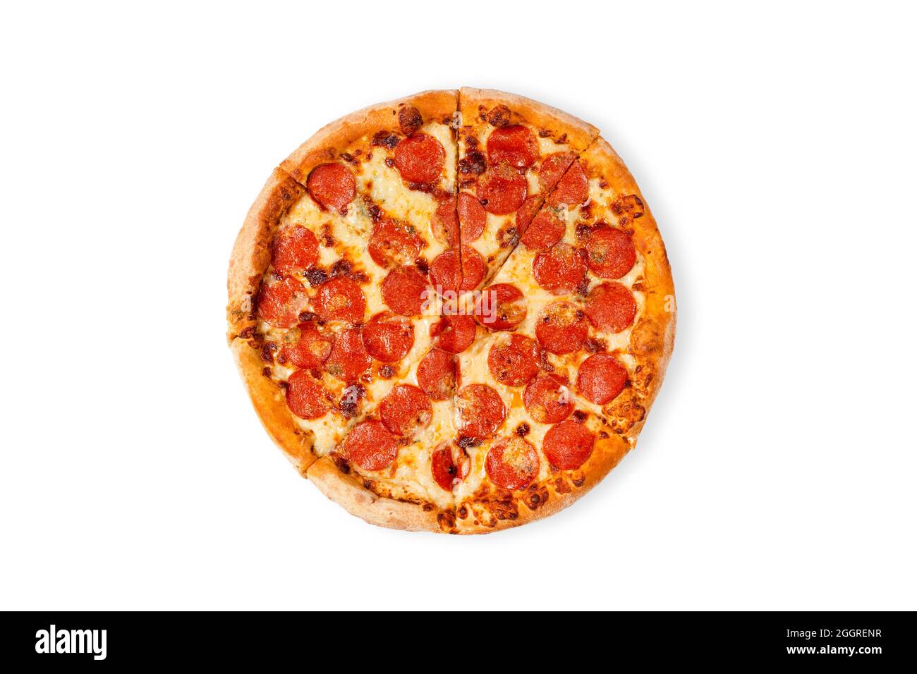 Tasty paperoni pizza isolated on white. Top view on paperoni pizza ...