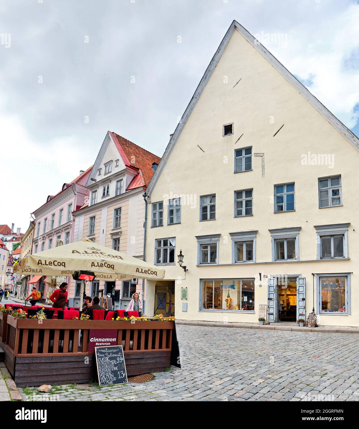 Medieval Tallinn Panoramic image of old town with ancient houses on ...