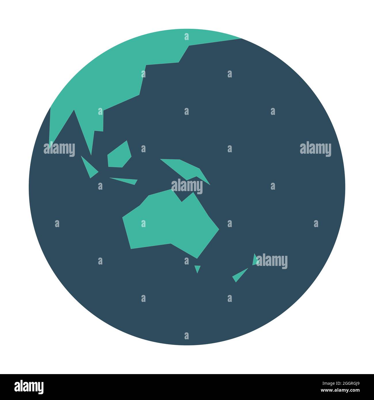 Simplified Earth globe with map of World focused on Australia and ...