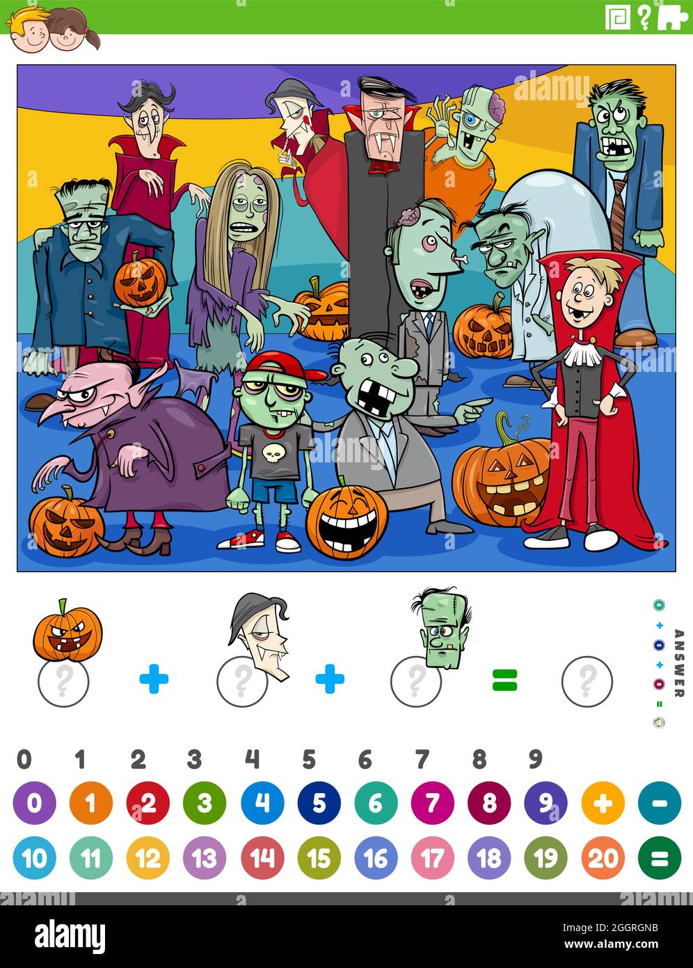Cartoon illustration of educational mathematical counting and addition ...