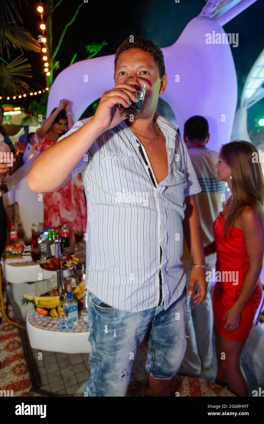 Odessa, Ukraine June 21, 2013: Ibiza night club. People drink alcohol ...