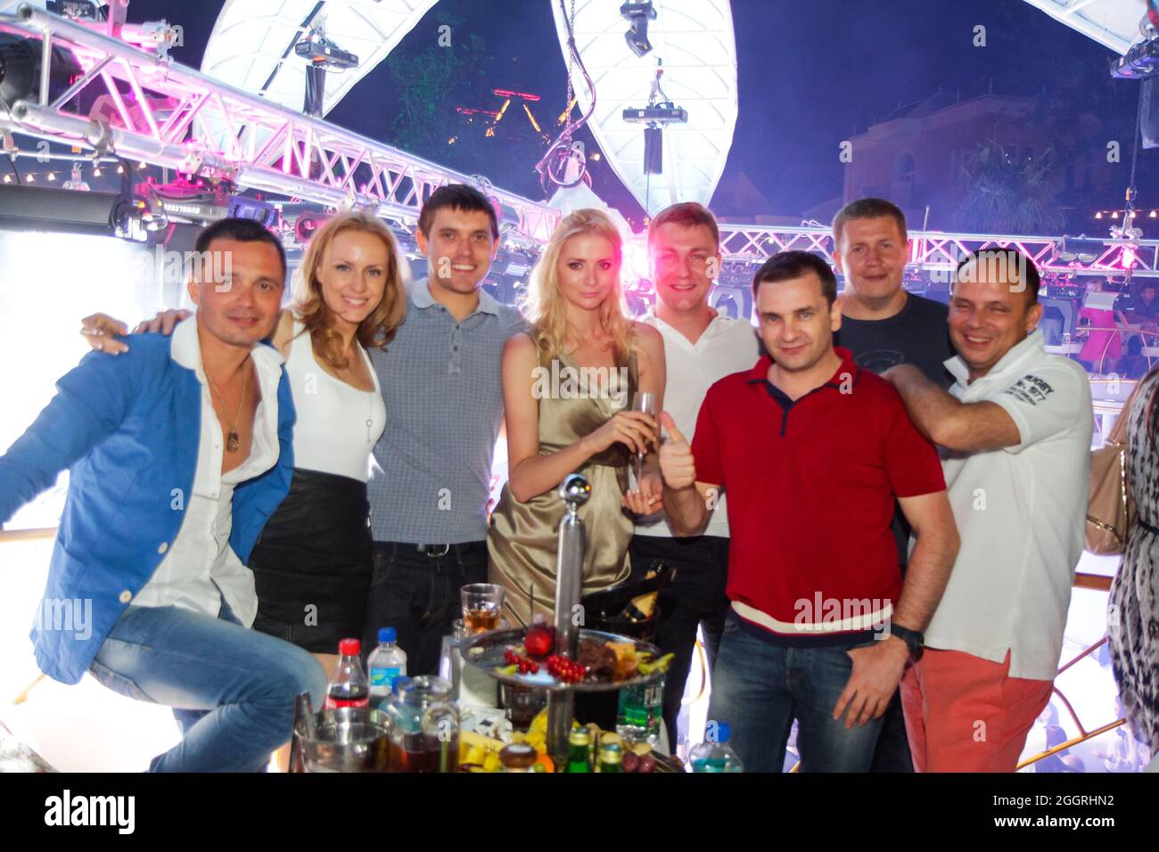 Odessa, Ukraine June 21, 2013: Ibiza night club. People smiling and ...