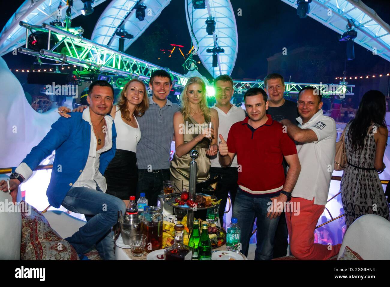 Odessa, Ukraine June 21, 2013: Ibiza night club. People smiling and ...