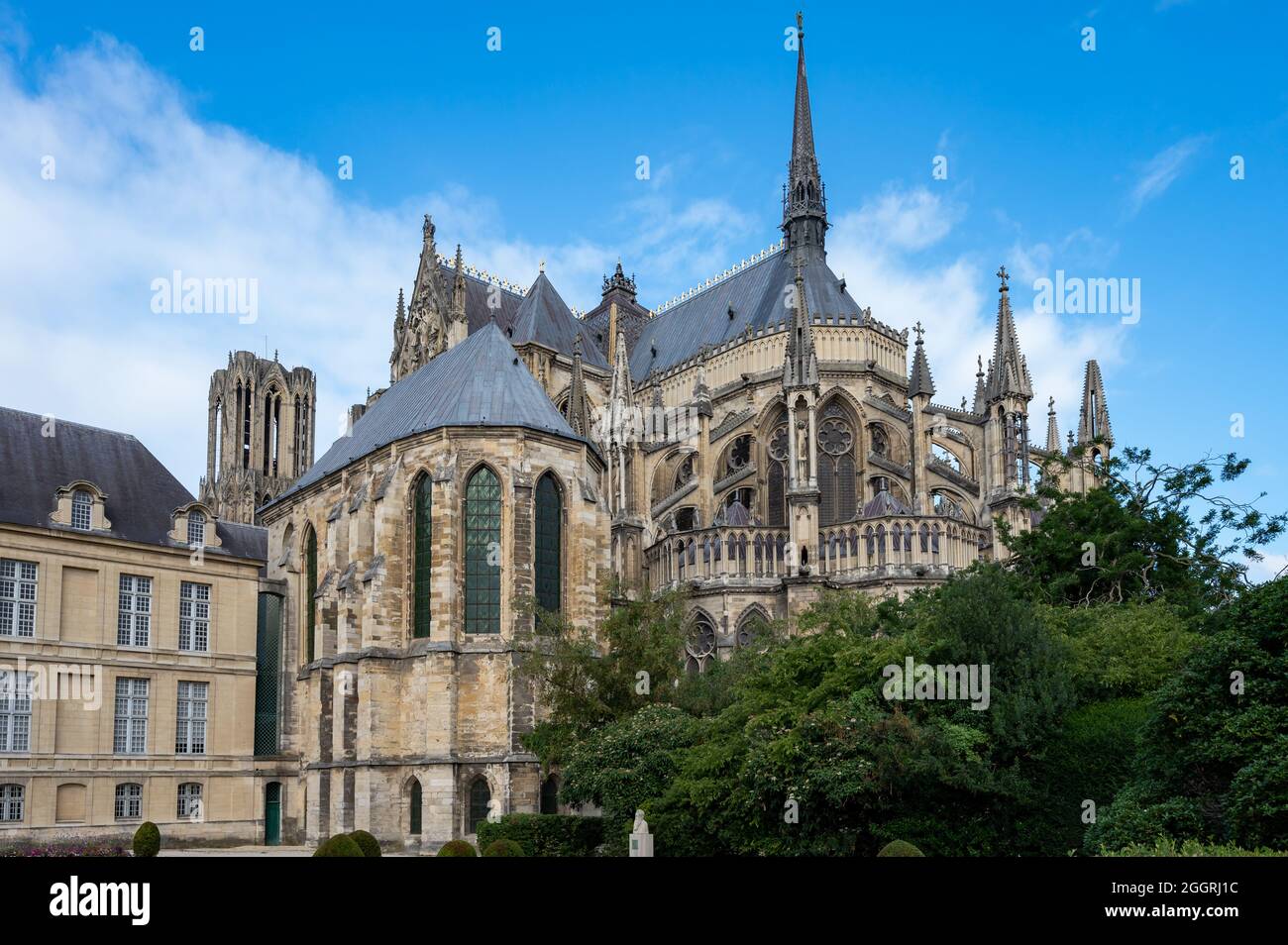 View from back side on gothic Roman Catholic cathedral church Notre ...