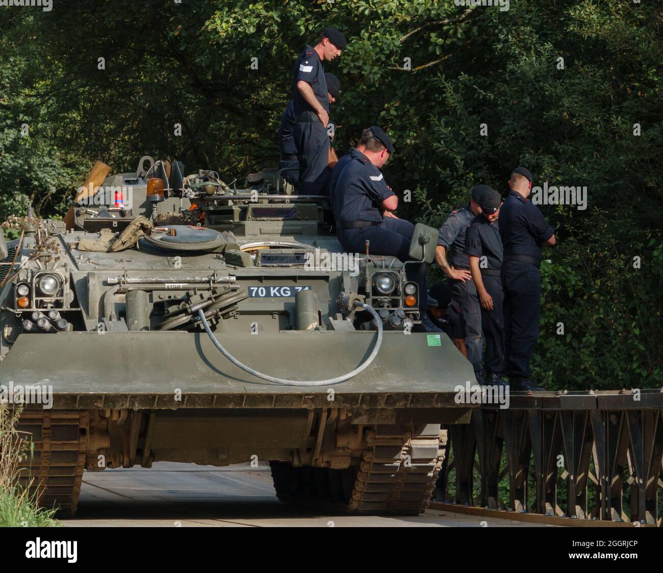 British Army R.E.M.E. crew pose for a photo on a Challenger Armored ...