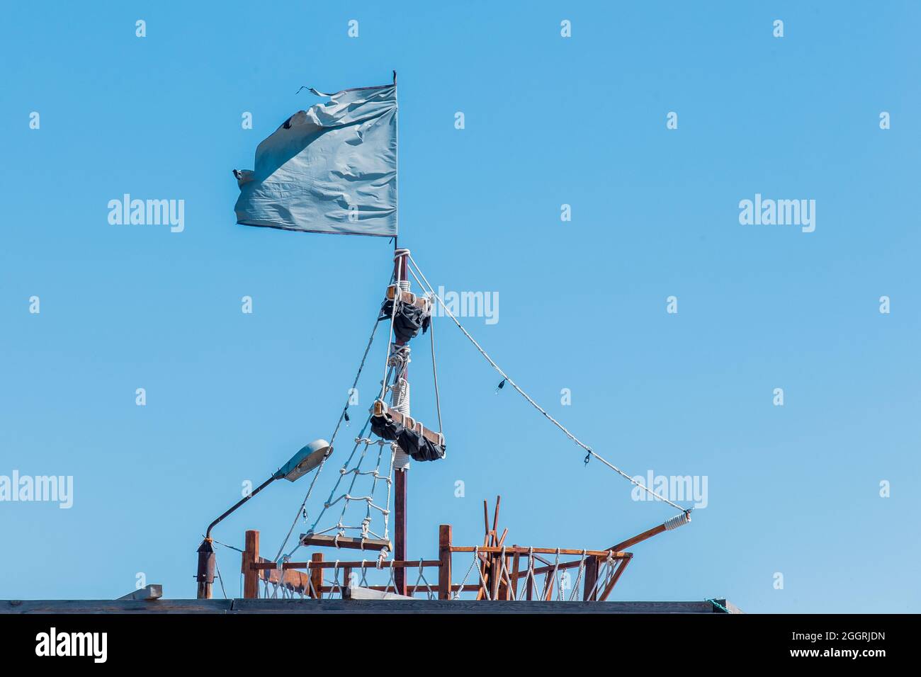 Flag on the ship sign and symbol of the sea cruise and adventure ...