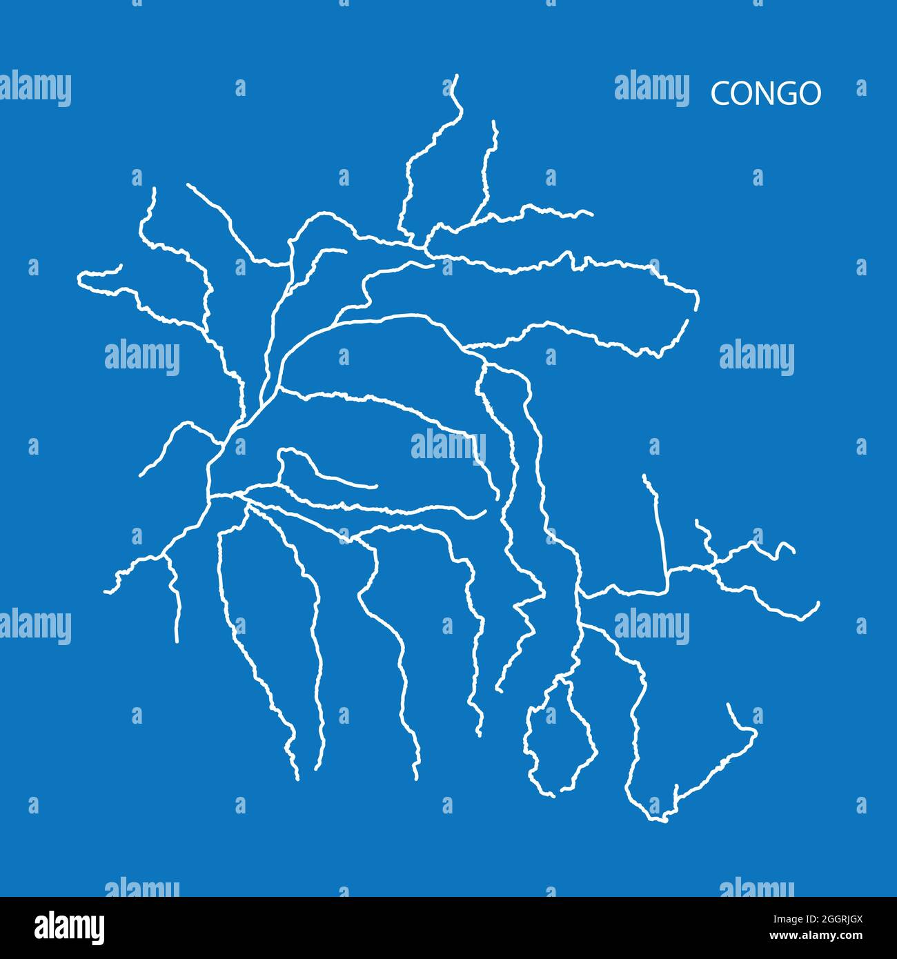 Map of Congo river drainage basin. Simple thin outline vector ... Map of Congo river drainage basin. Simple thin outline vector ...