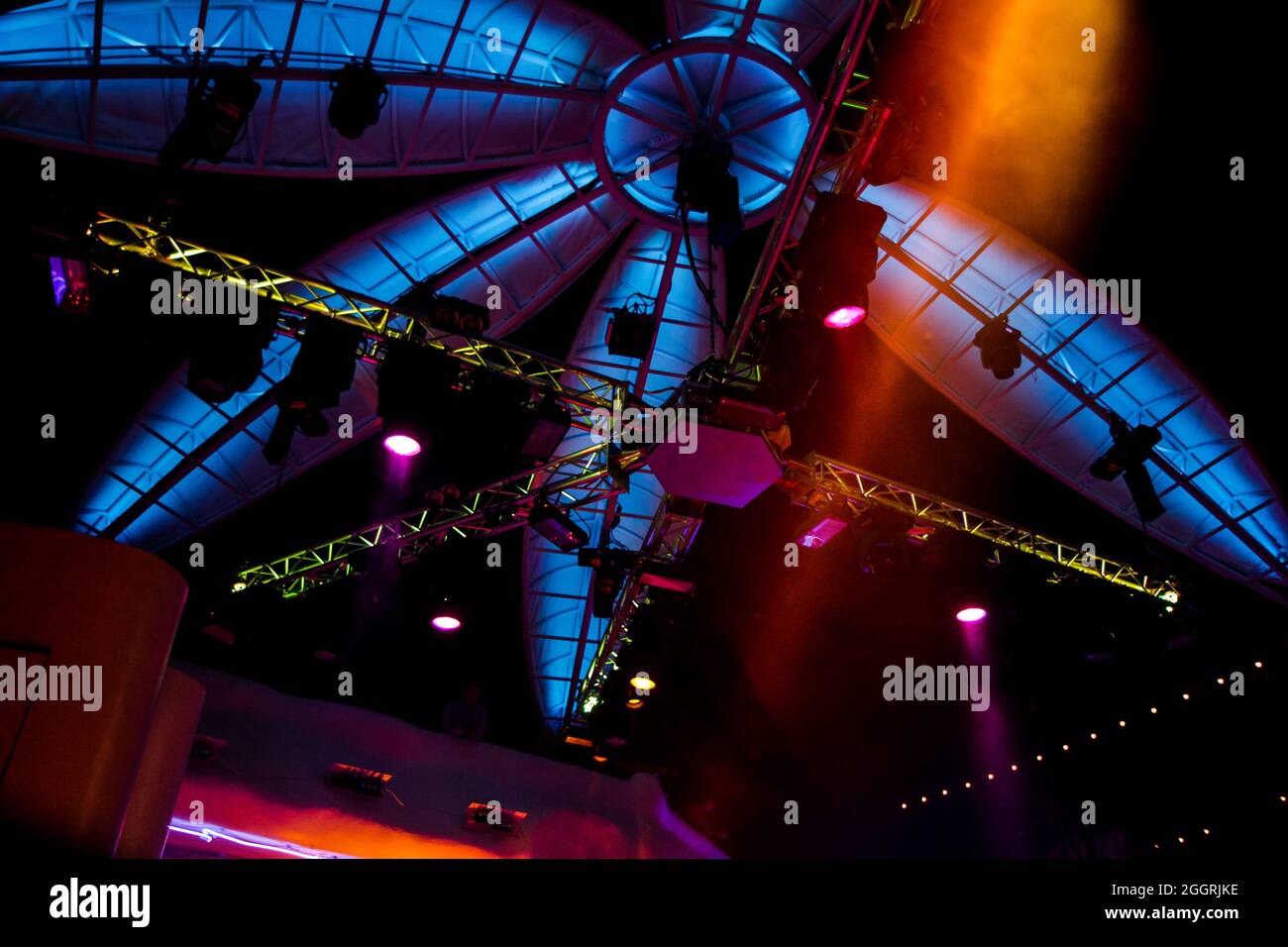 Lights show. Lazer show. Night club dj party people enjoy of music ...