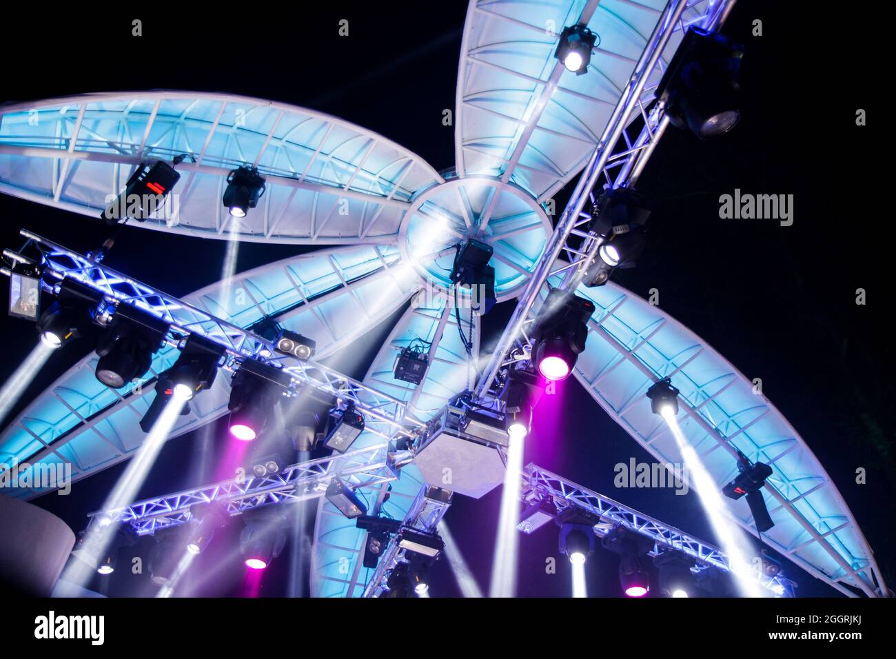 Lights show. Lazer show. Night club dj party people enjoy of music ...