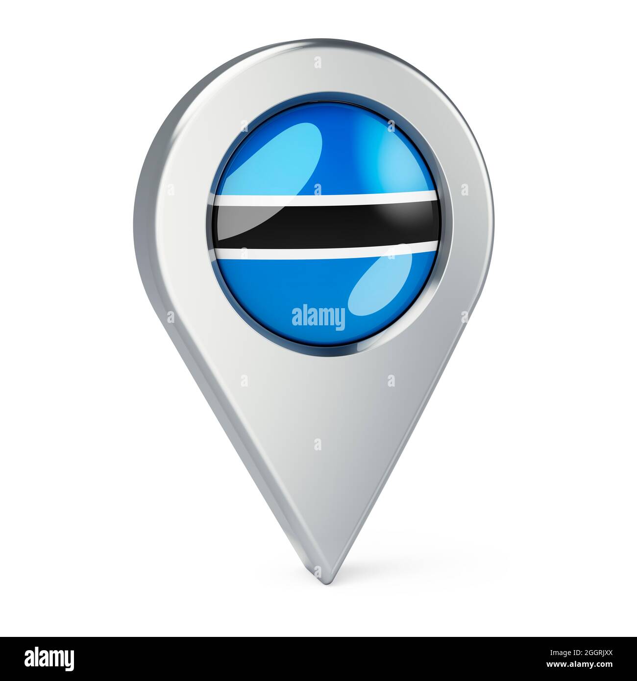 Map pointer with flag of Botswana, 3D rendering isolated on white background Stock Photo - Alamy