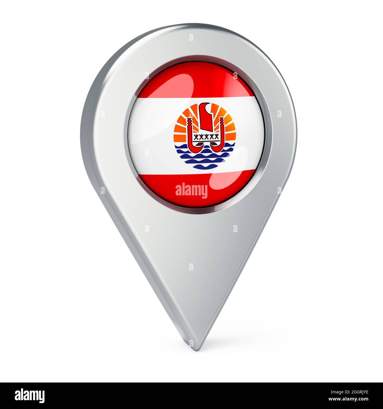 Map pointer with flag of French Polynesia, 3D rendering isolated on ...