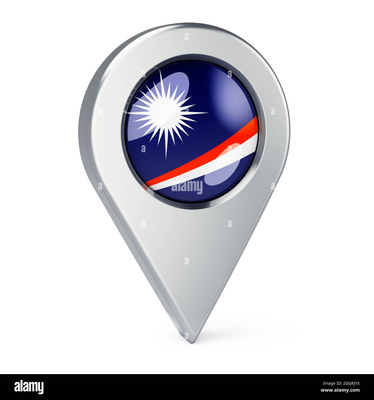 Map pointer with flag of Marshall Islands, 3D rendering isolated on ...