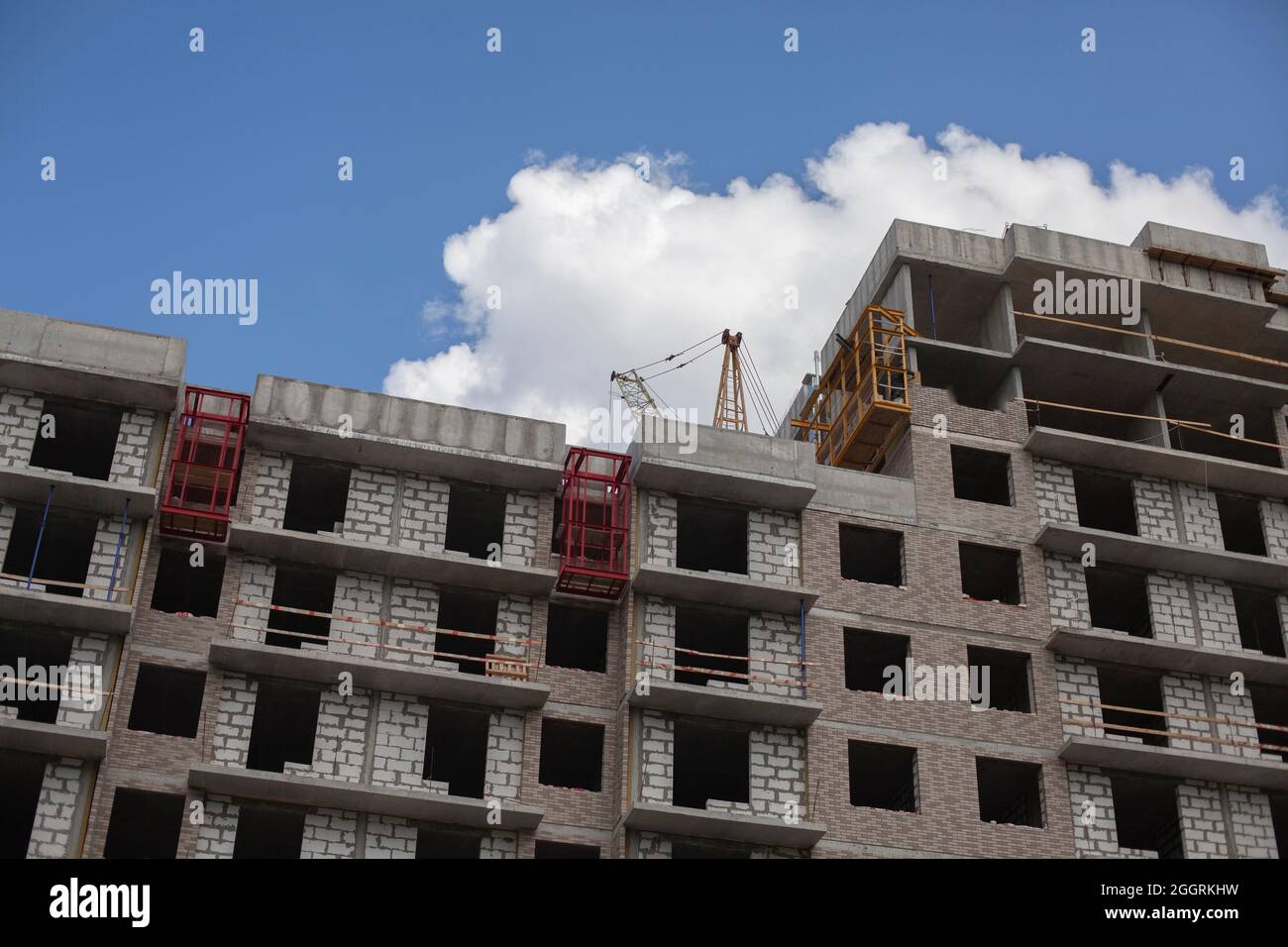 Construction of a multi-storey building. Concrete floors of an ...