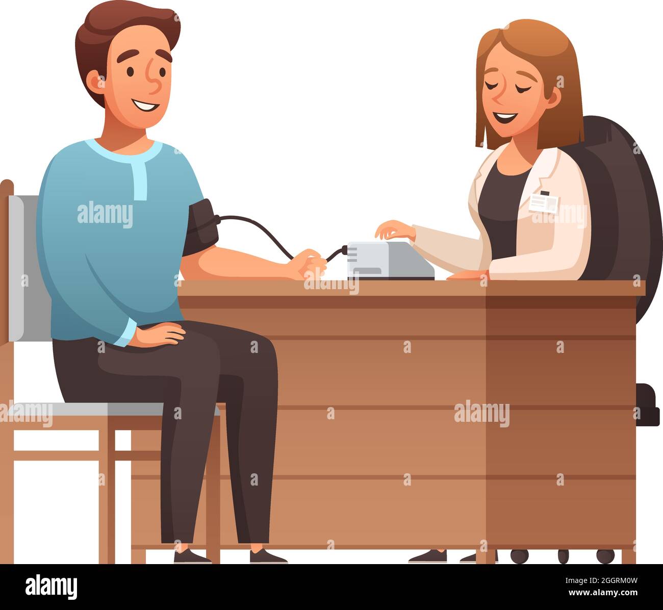 Healthy lifestyle cartoon composition with man measuring blood pressure ...