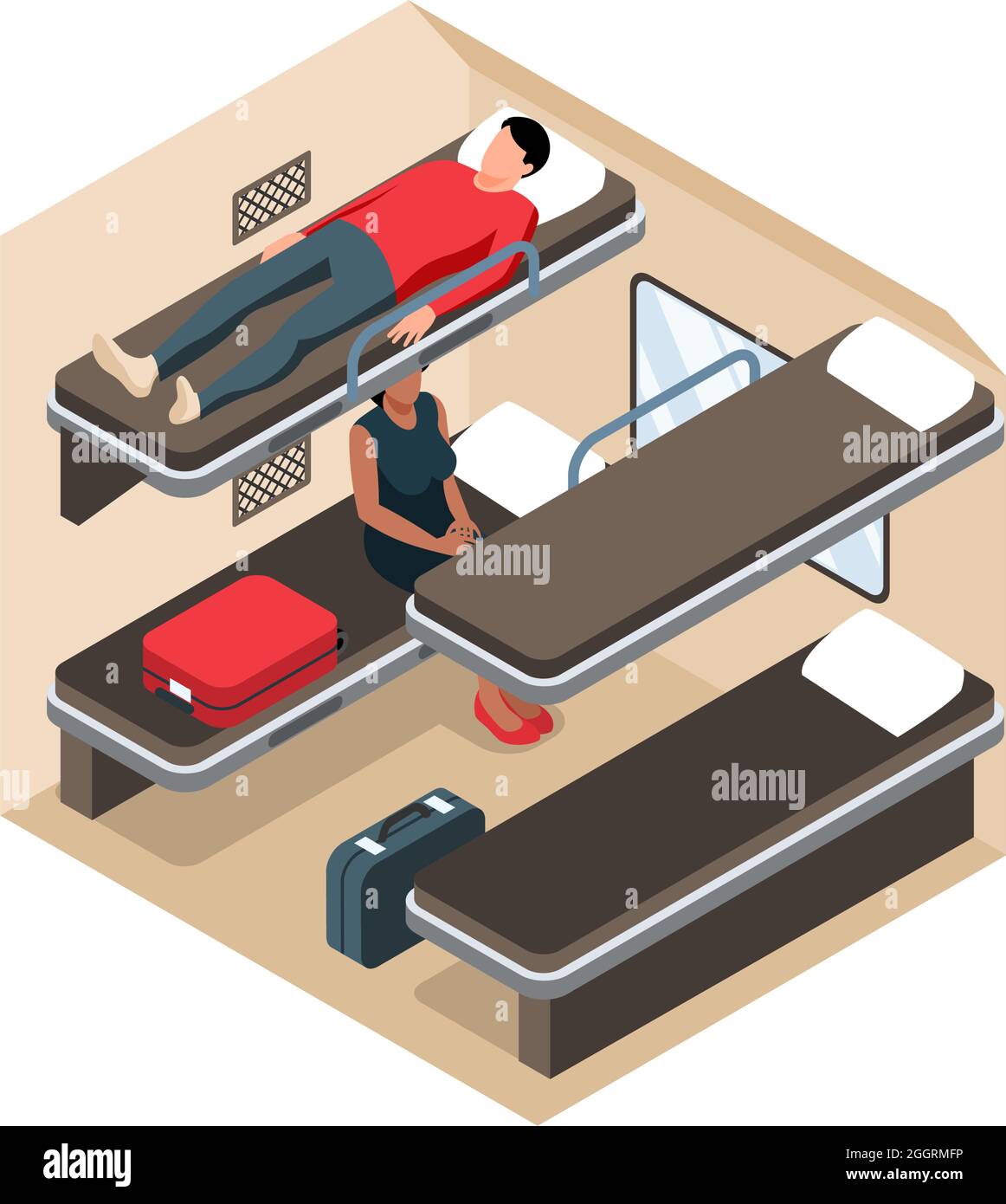 Isometric railway composition with view of section in long distance ...