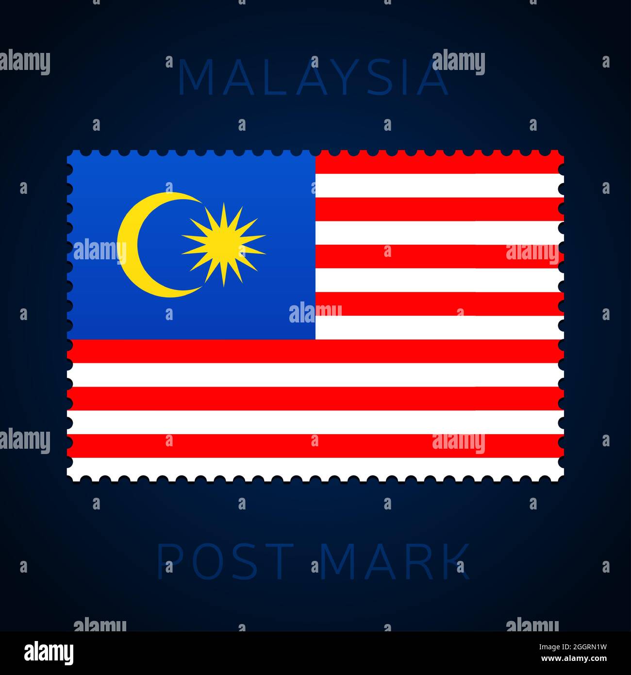 malaysia postage mark. National Flag Postage Stamp isolated on white ...