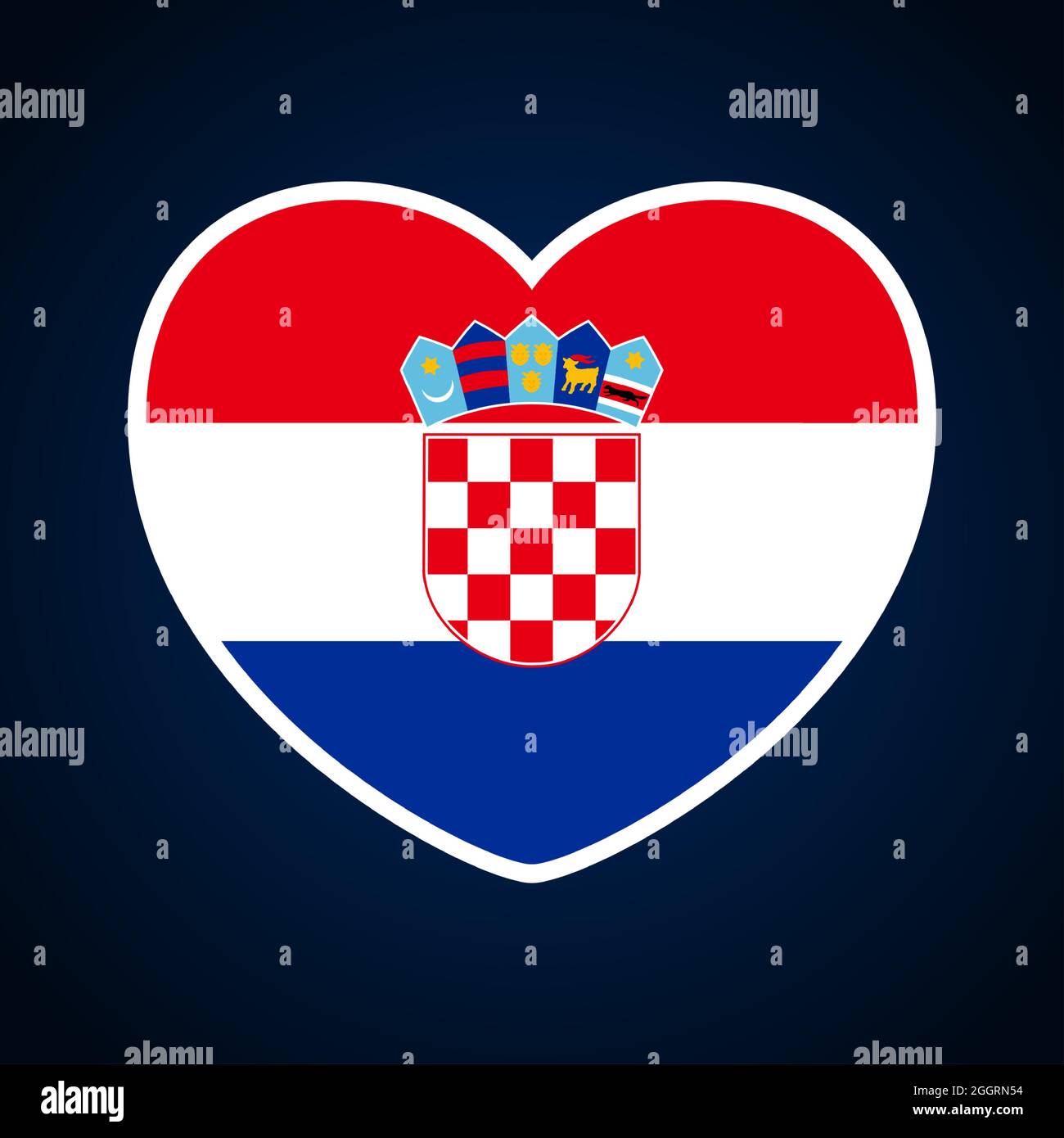 croatia flag in a shape of heart. Icon flat heart symbol of love on the ...