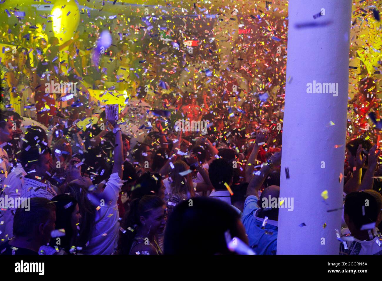 Odessa, Ukraine June 28, 2013: night party festival crowd of people ...