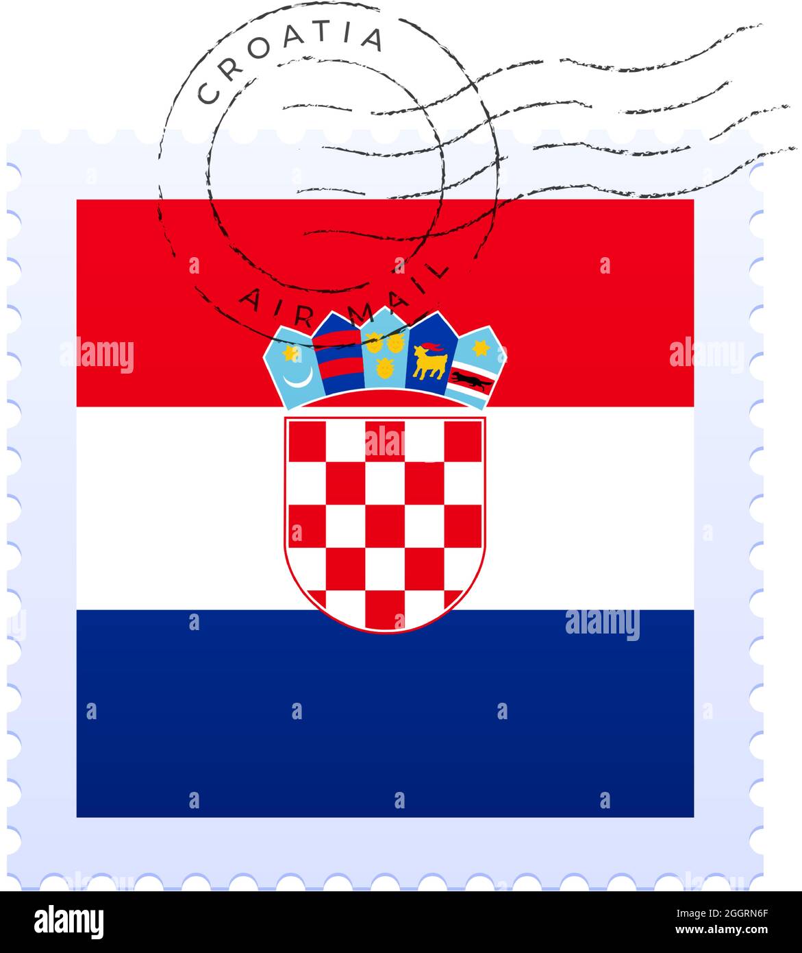 croatia postage mark. National Flag Postage Stamp isolated on white ...