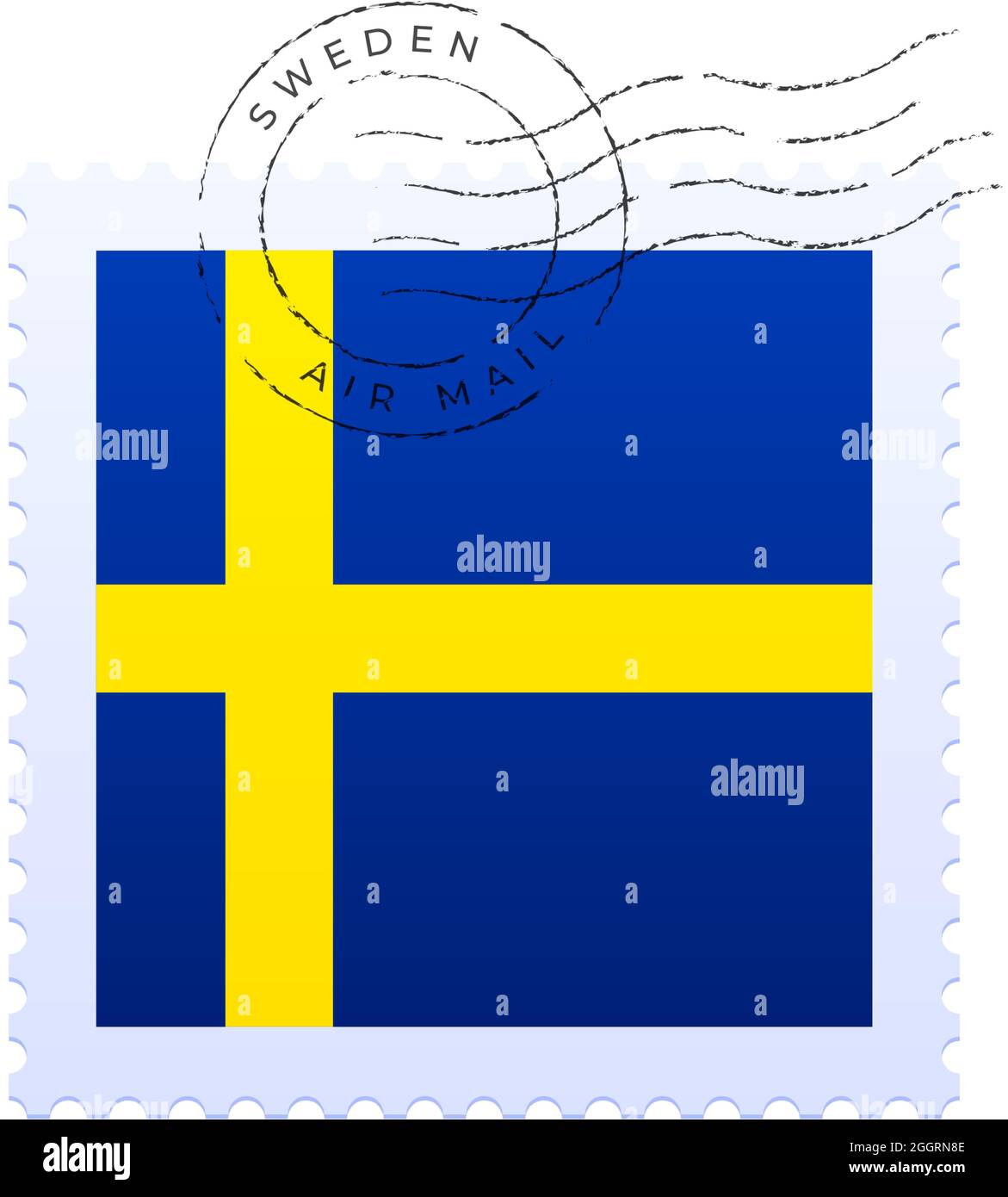 sweden postage mark. National Flag Postage Stamp isolated on white ...