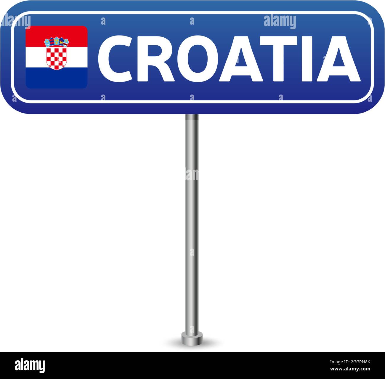 croatia road sign. National flag with country name on blue road traffic ...