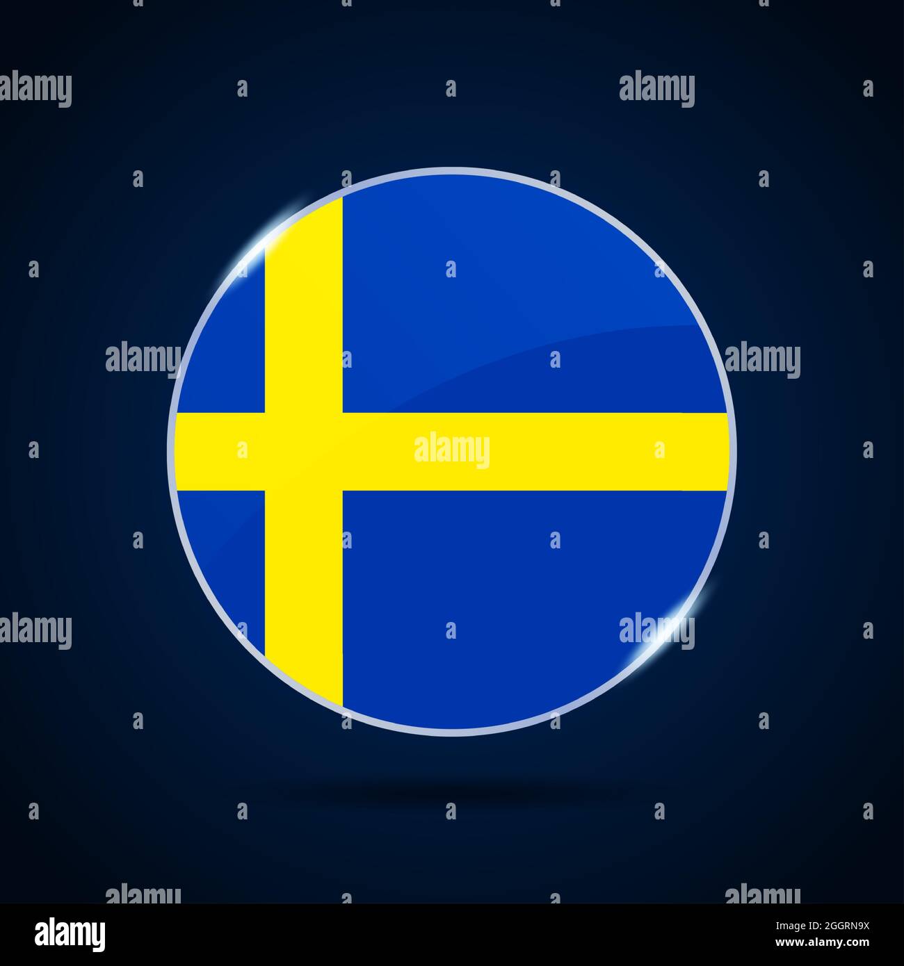sweden national flag Circle button Icon. Simple flag, official colors ...
