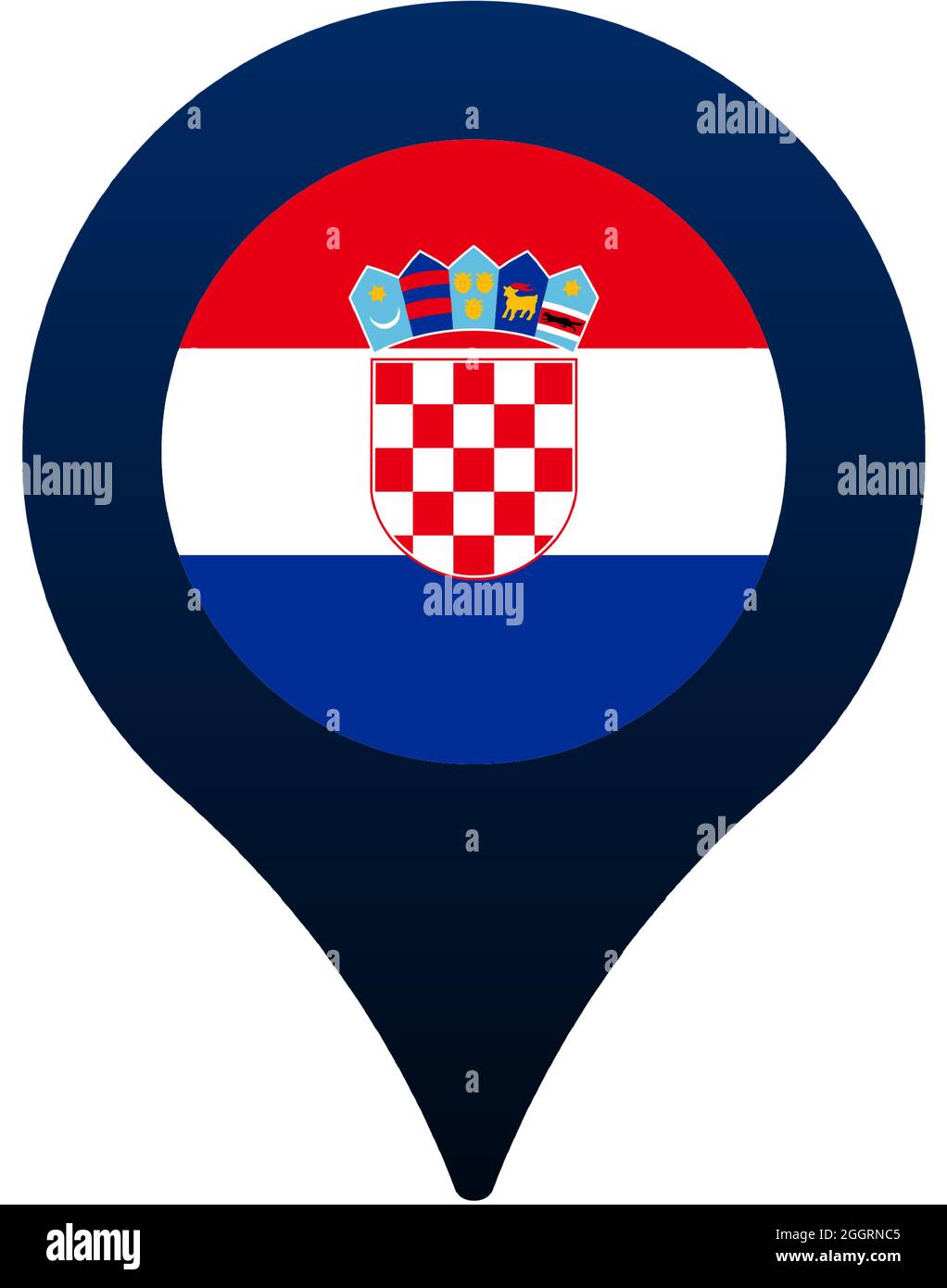 croatia flag and map pointer icon. National flag location icon vector ...