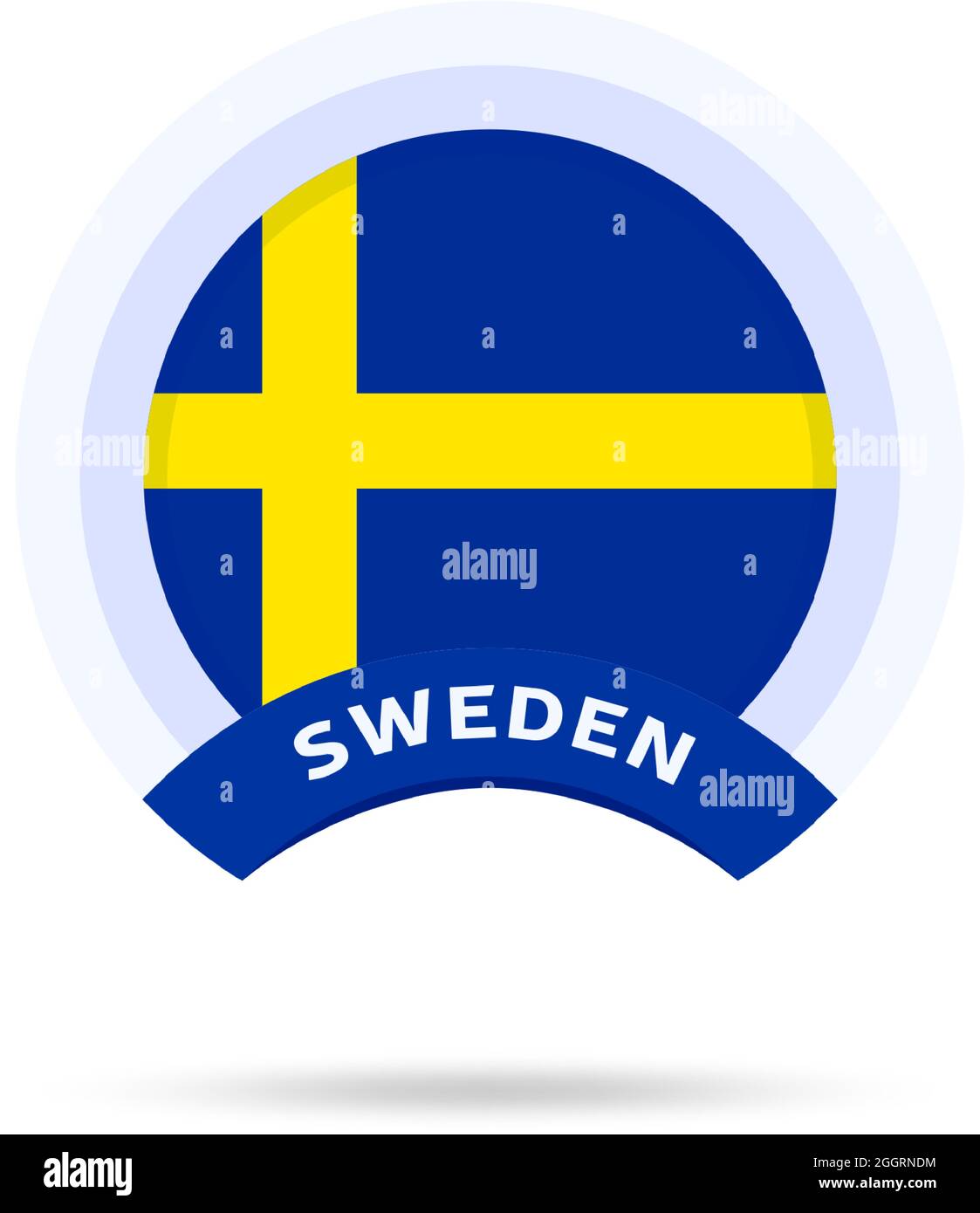Sweden National Flag Circle Button Icon Simple Flag Official Colors