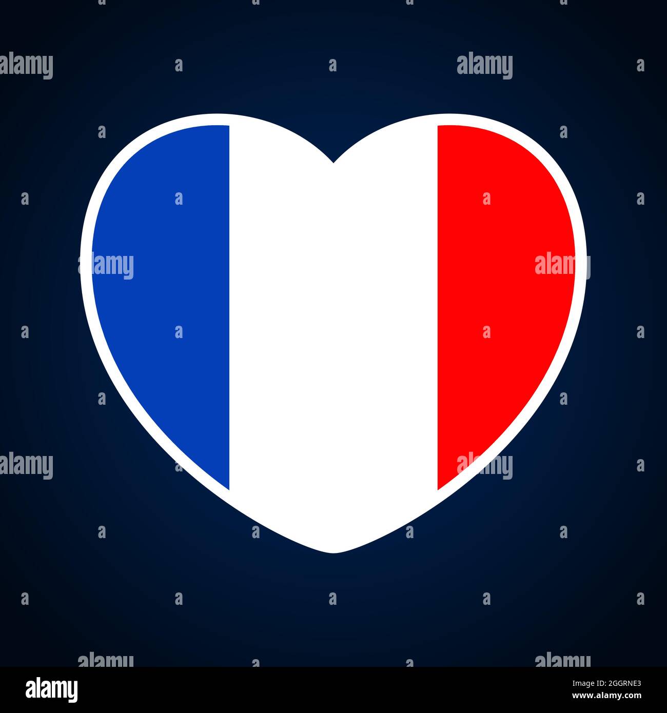 france flag in a shape of heart. Icon flat heart symbol of love on the ...