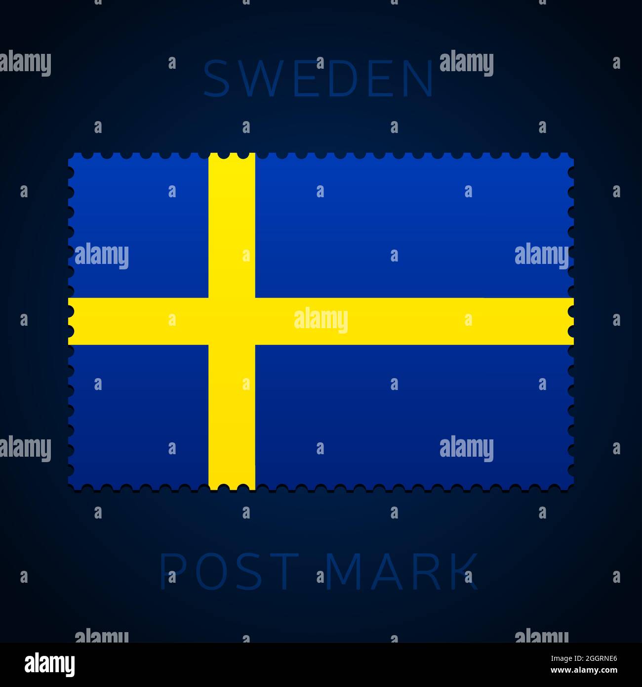 sweden postage mark. National Flag Postage Stamp isolated on white ...