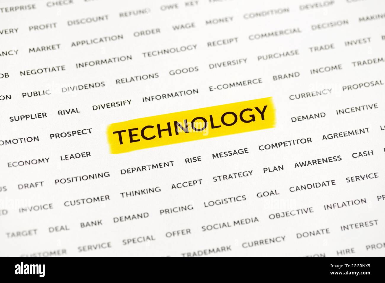 The word "Technology" is highlighted with a marker on paper Stock Photo ...