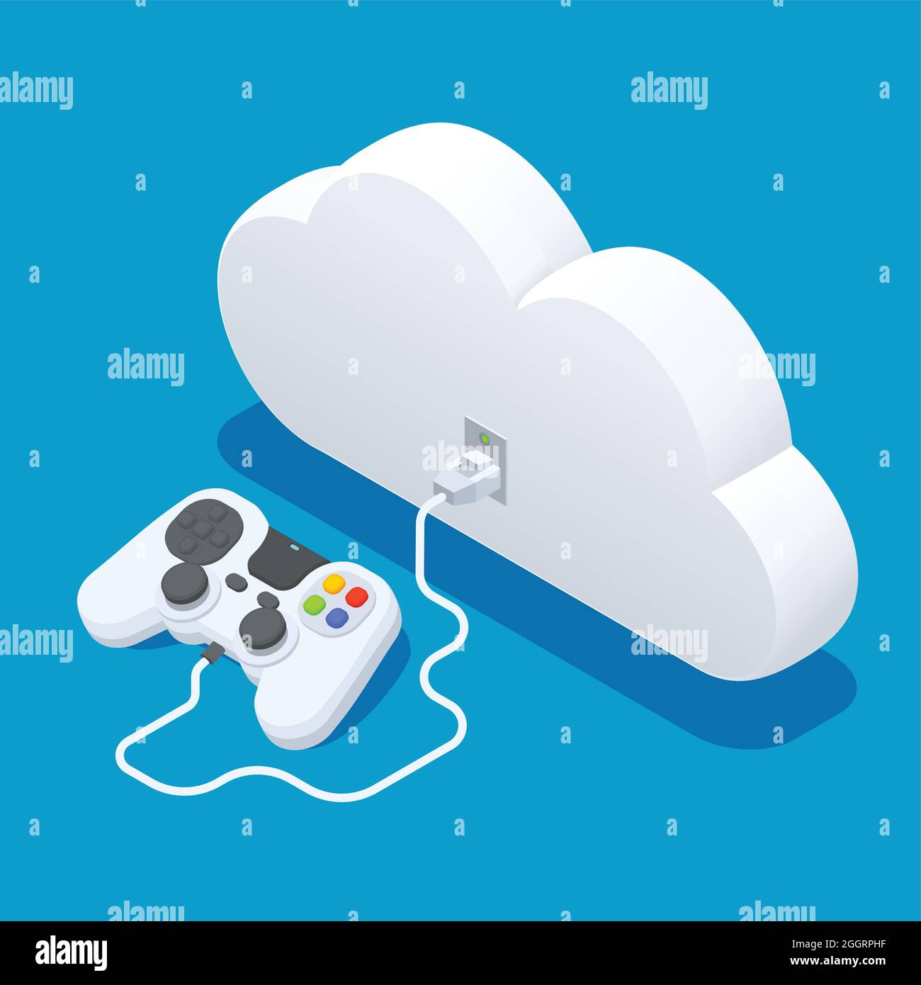 Cloud gaming service isometric concept with cyberspace symbols vector ...