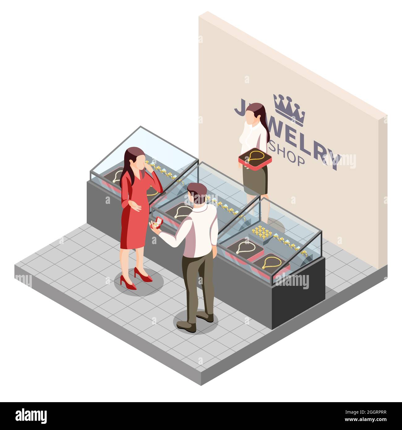 Jewelry production isometric composition with view of fashion jewelry ...