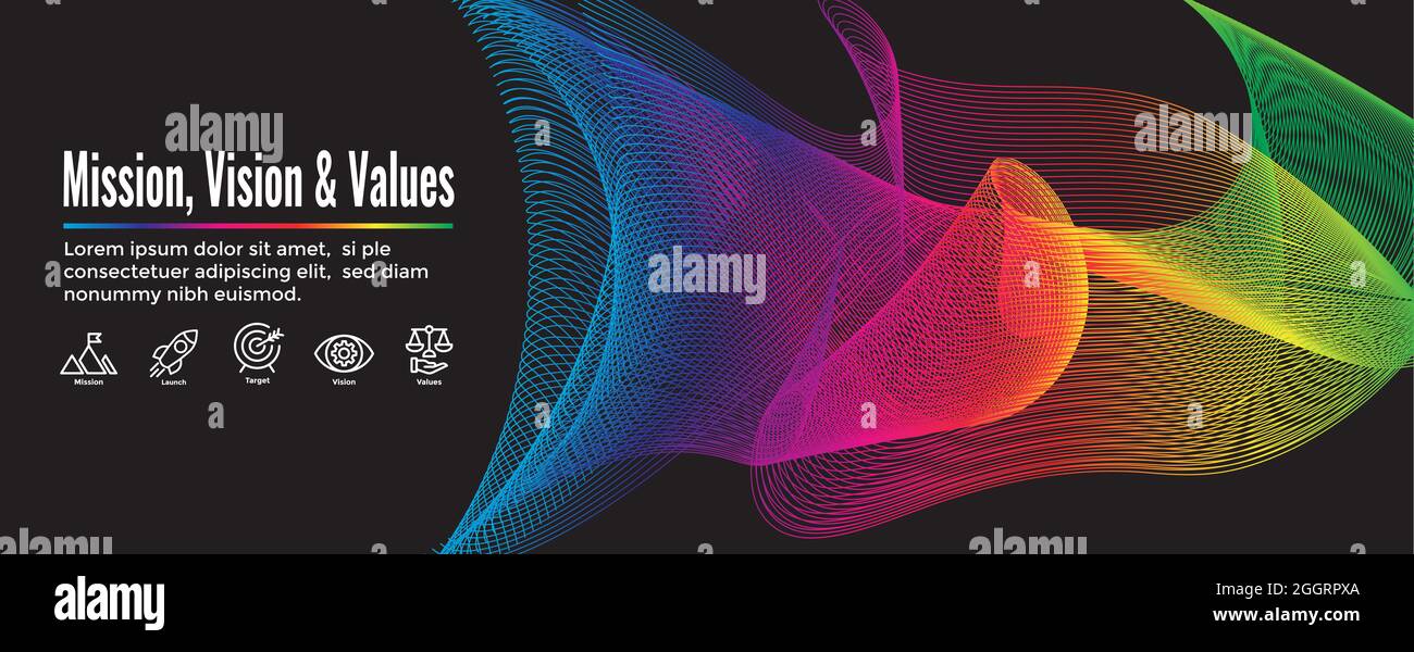 Mission Vision and Values Web Header & Icon Set Stock Photo - Alamy