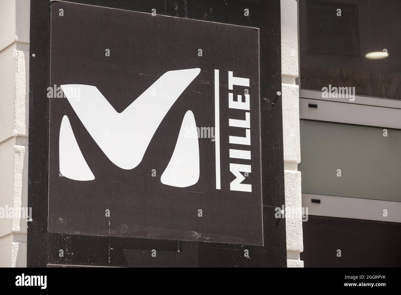 Picture of a sign with the logo of Millet taken in front of their main ...