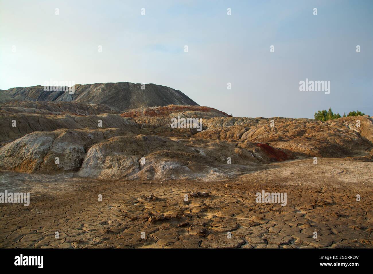 The clay quarry resembles a cosmic landscape.Ural Mars.Landscape of the Sverdlovsk region in ...