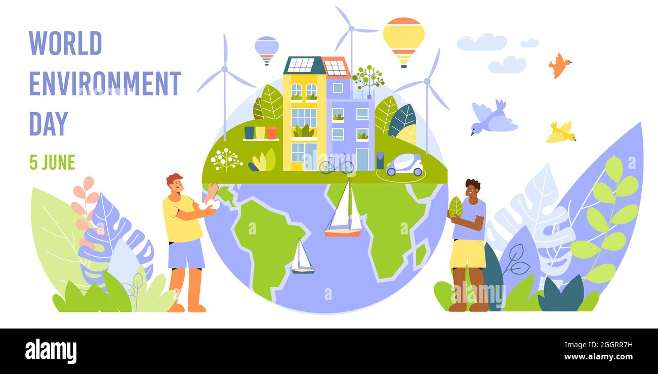 World environment day horizontal banner card with images of alternate ...