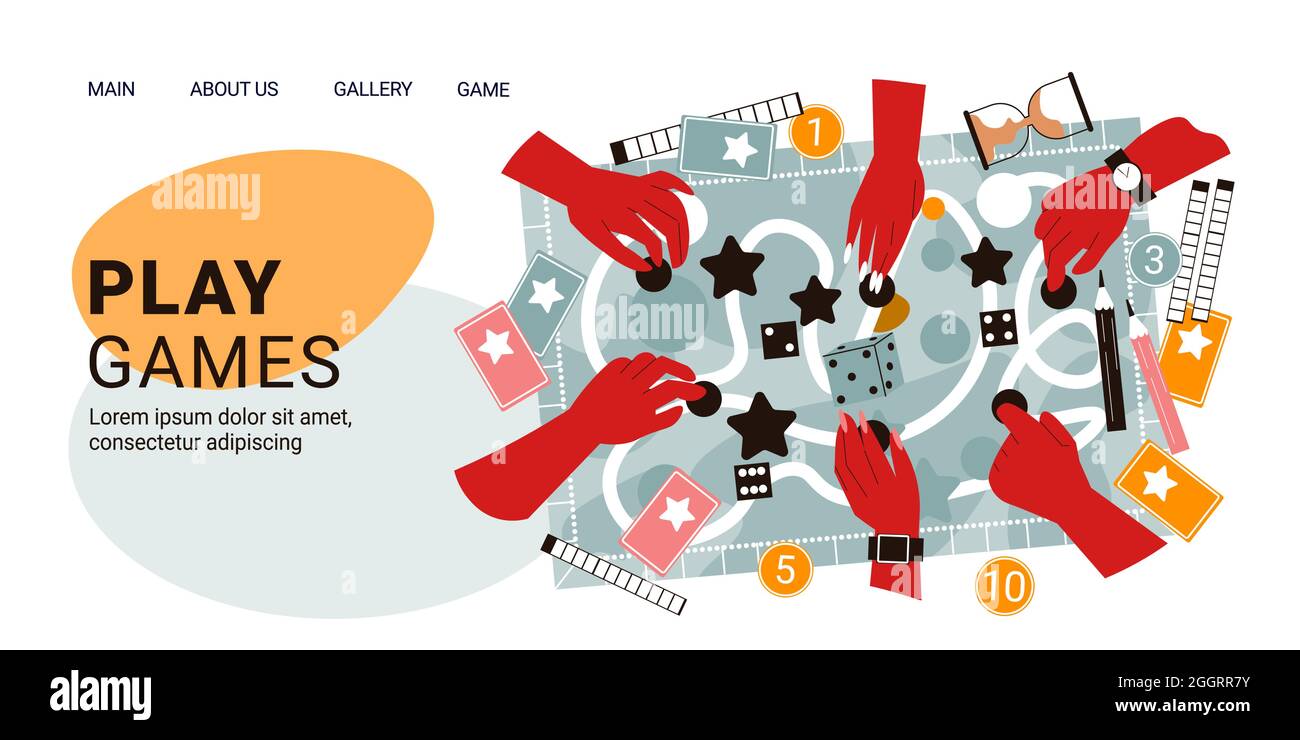 Board games horizontal banner landing page with clickable links ...