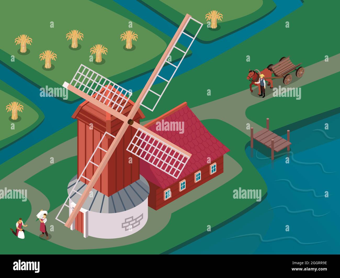 Old windmill with sails Stock Vector Images - Alamy