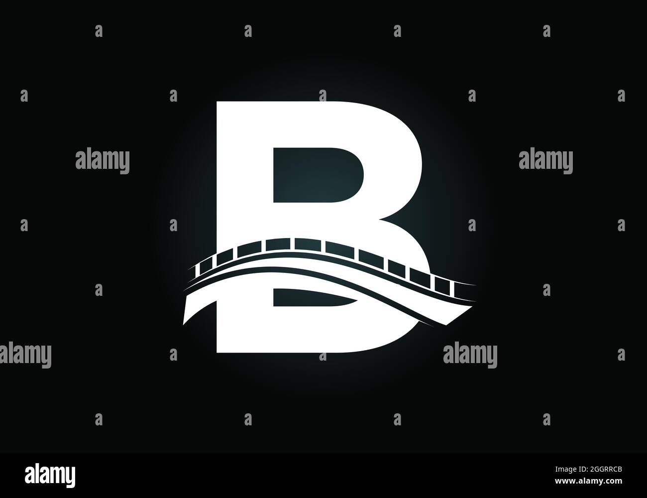 Initial B monogram letter alphabet with bridge sign. Abstract bridge ...