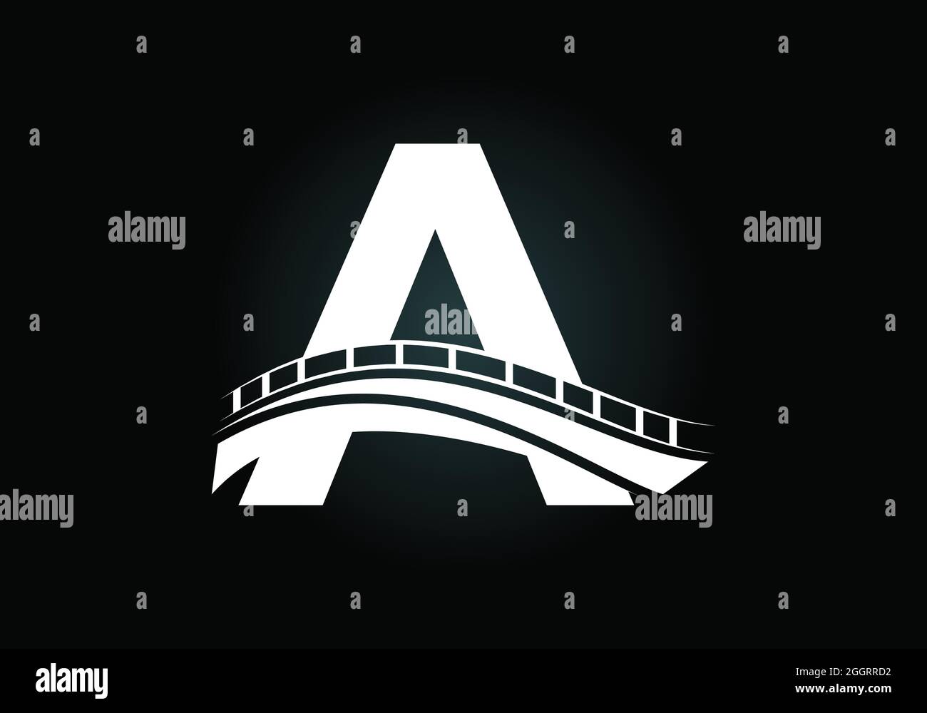 Initial A monogram letter alphabet with bridge sign. Abstract bridge ...