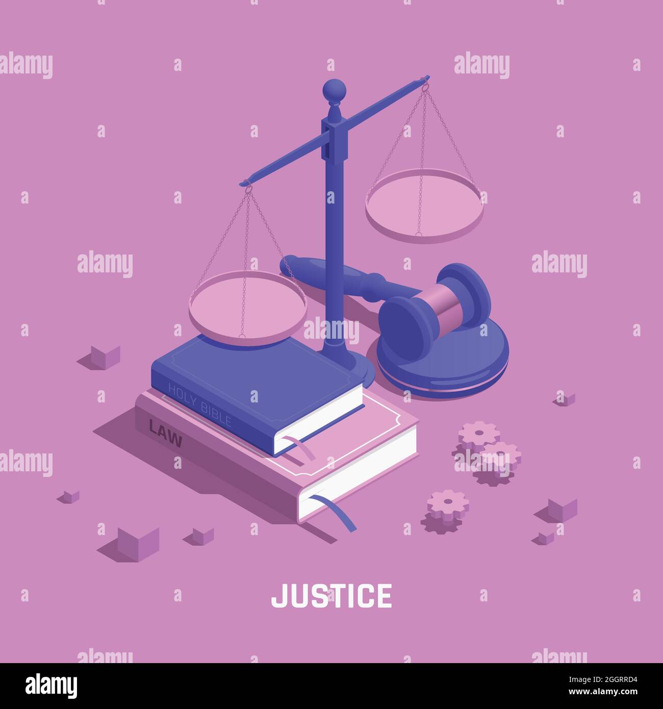 Law justice isometric colored composition abstract scales with books ...