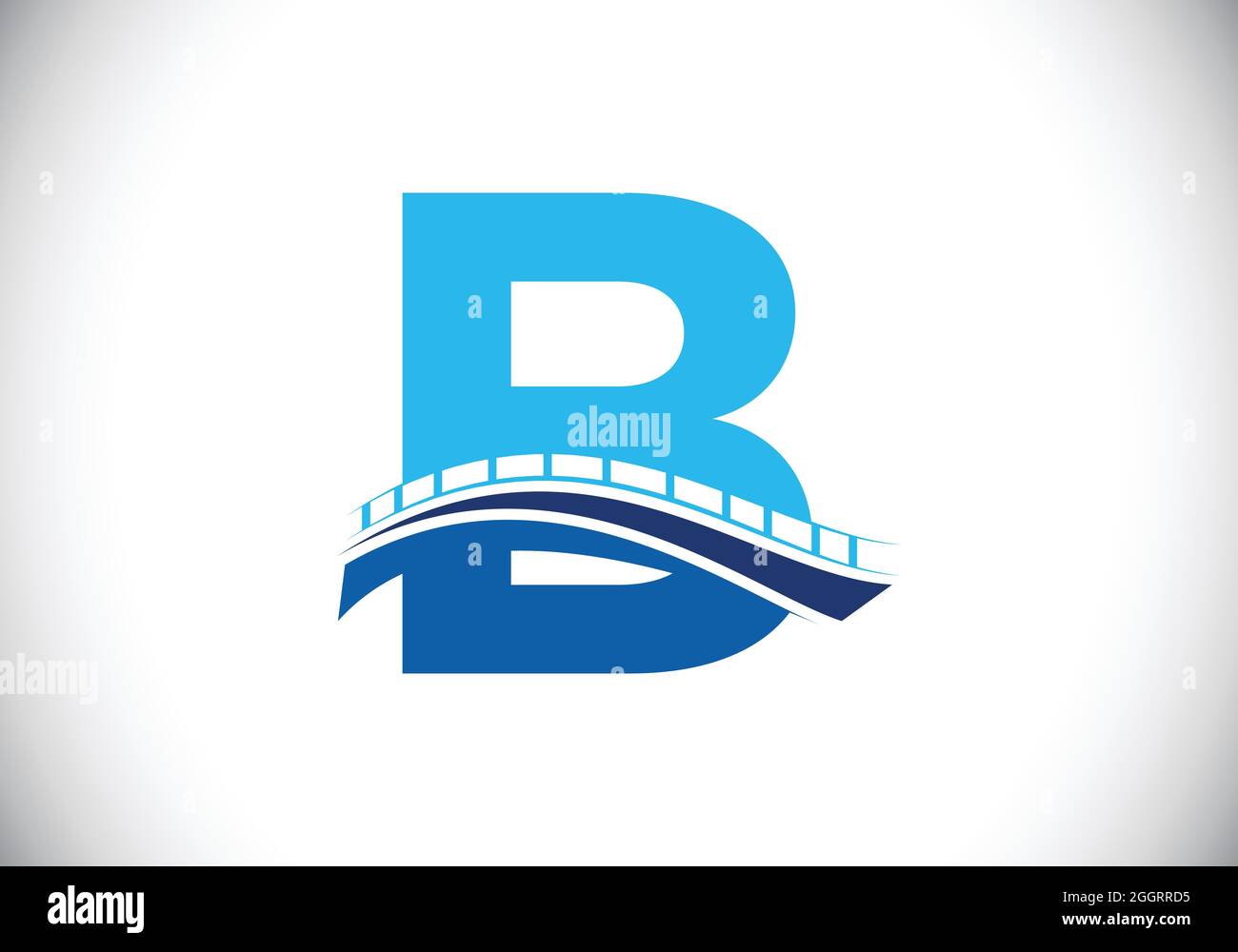 Initial B monogram letter alphabet with bridge sign. Abstract bridge ...