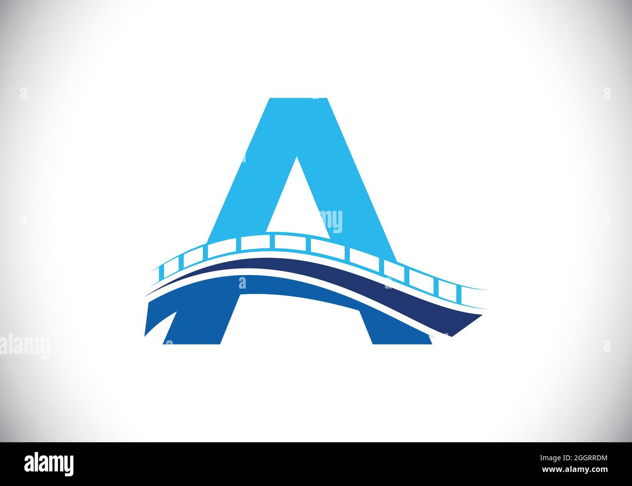 Initial A monogram letter alphabet with bridge sign. Abstract bridge ...