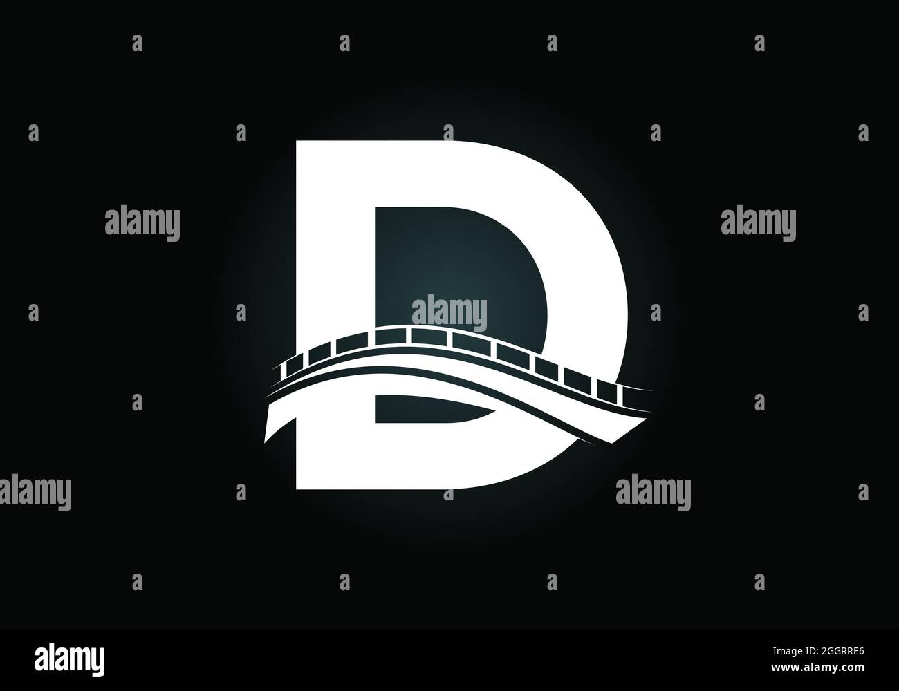 Initial D monogram letter alphabet with bridge sign. Abstract bridge ...