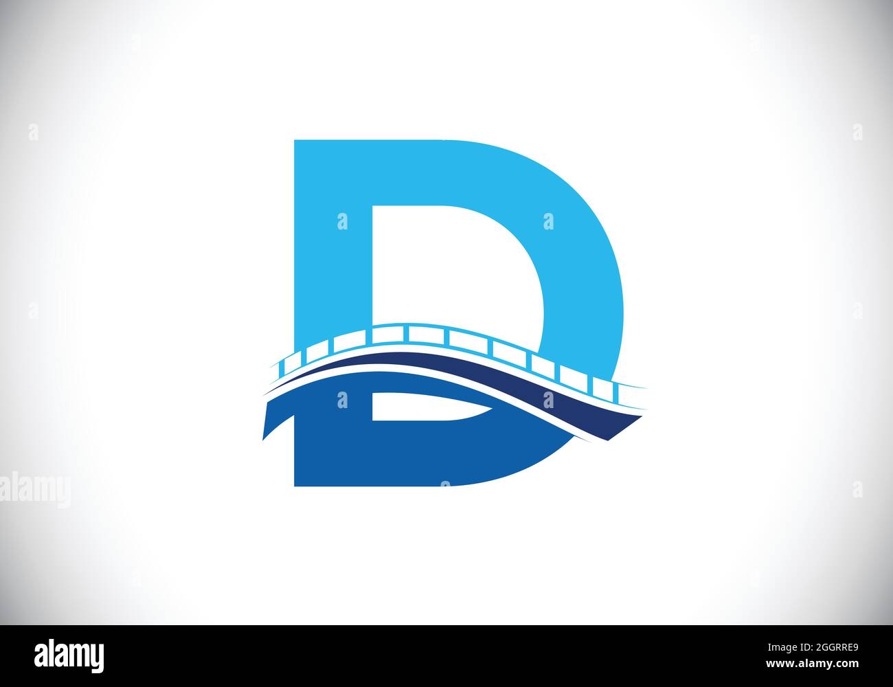Initial D monogram letter alphabet with bridge sign. Abstract bridge ...